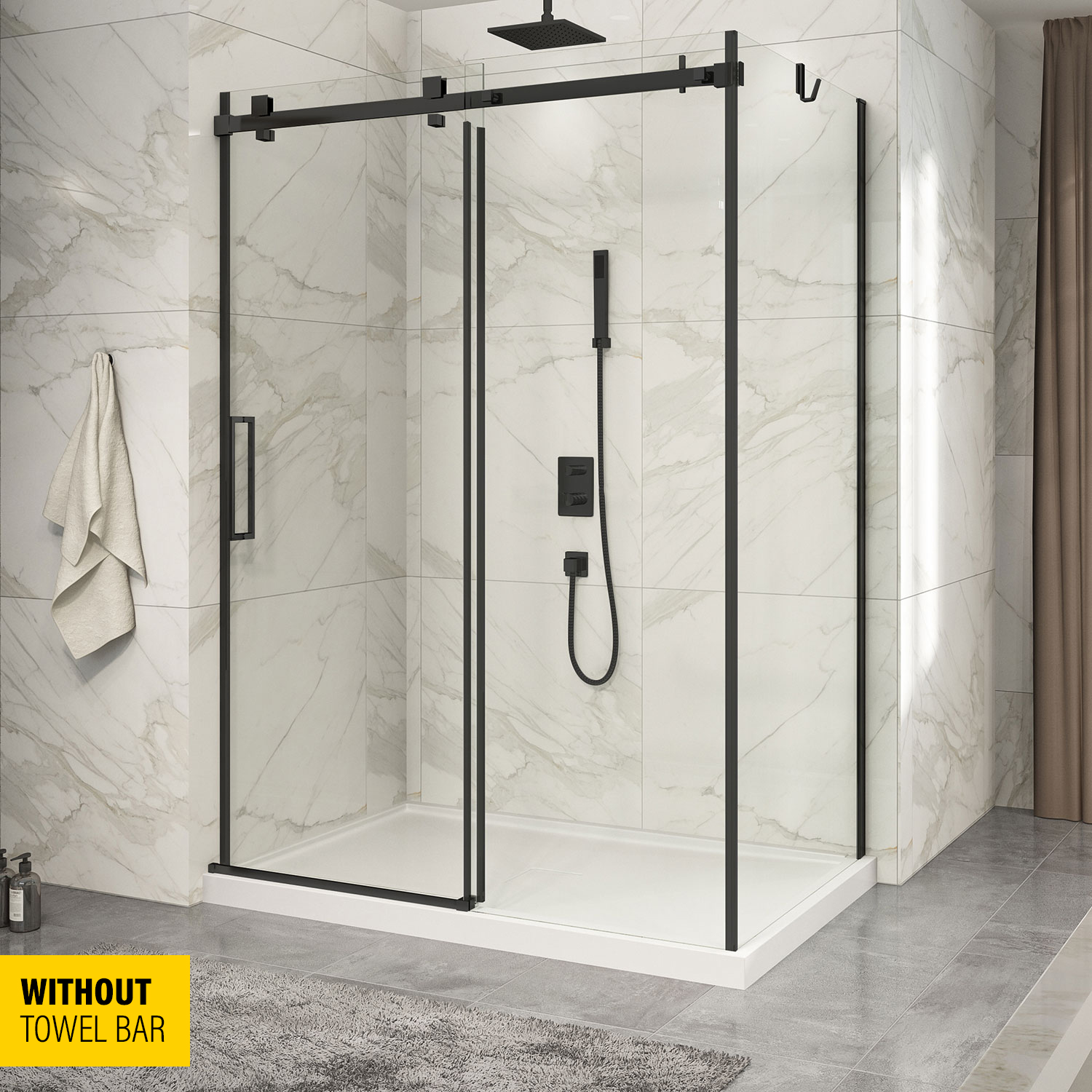 Shower base Slate 60 x 32, in a corner, wall on the left side, in white